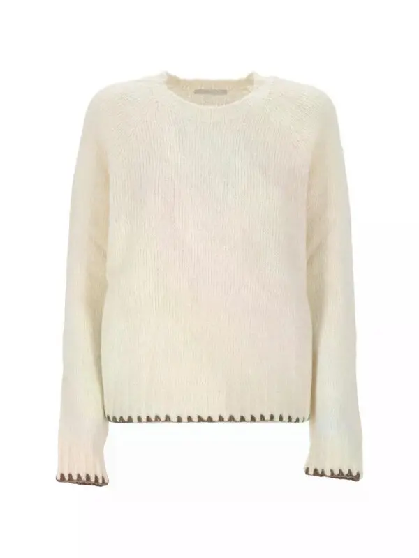 OLIVER LATTUGHI Blanket-stitch Raglan-sleeve Sweater
