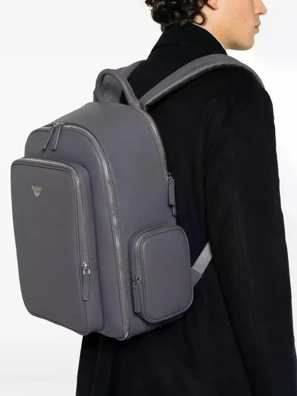 Emporio Armani Logo-plaque Saffiano-effect Backpack