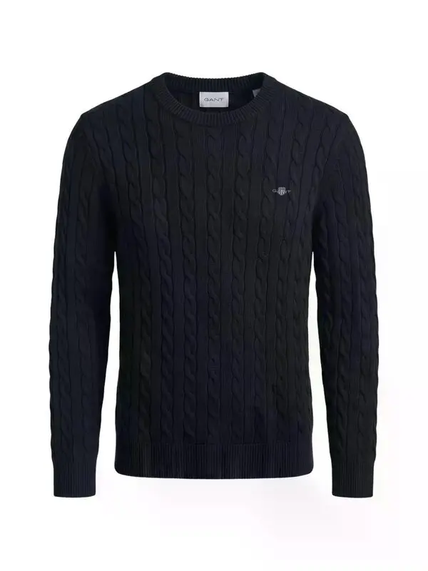 Gant Classic Cable-knit Embroidered-logo Sweater