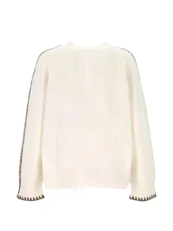 OLIVER LATTUGHI Blanket-stitched Raglan-sleeve Sweater