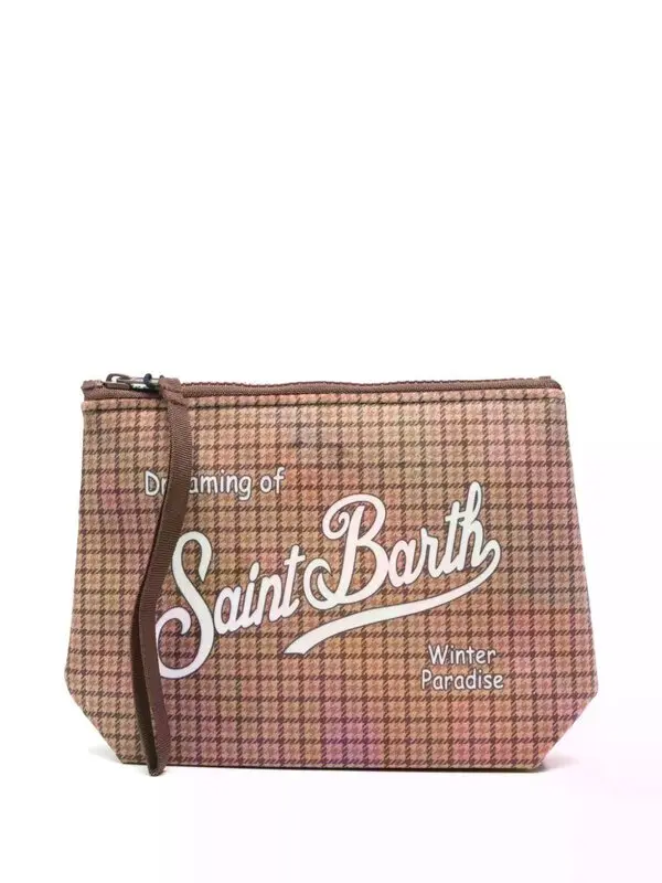 MC2 SAINT BARTH Aline Houndstooth-print Logo-print Clutch Bag