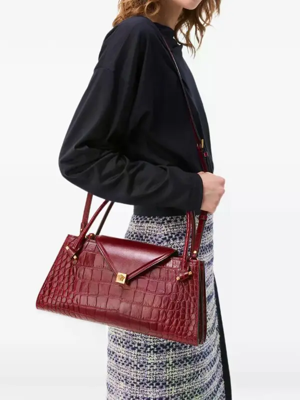 Versace Severine Croc-effect Leather Shoulder Bag