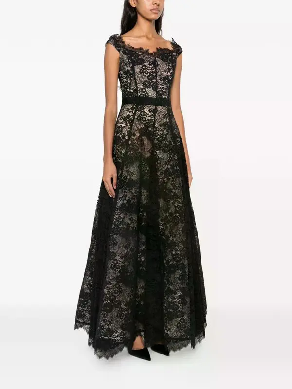 Alice + Olivia Lace Off-shoulder Maxi Dress