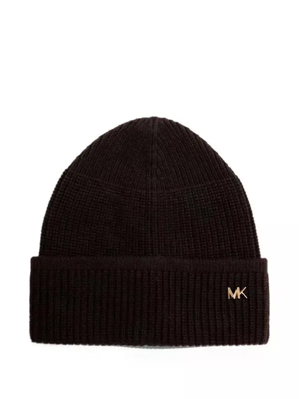 Michael Kors Logo-plaque Ribbed Beanie Hat