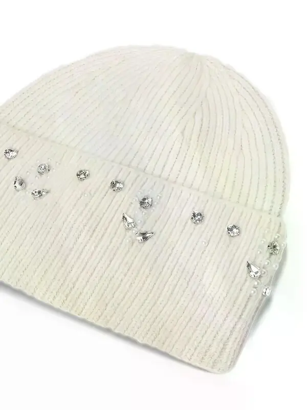 EMME Crystal-embellished Ribbed Beanie Hat