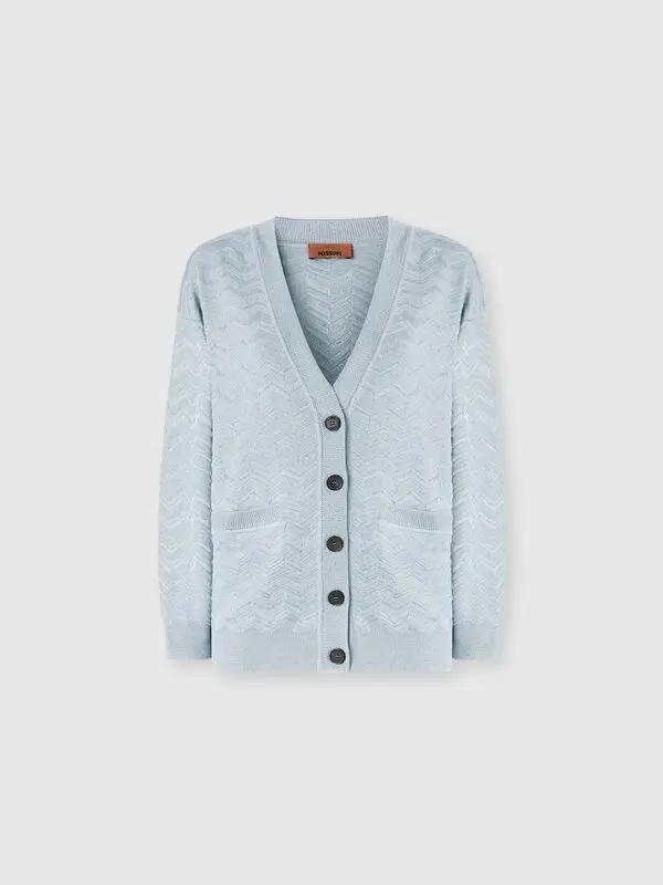 Missoni Oversized Viscose And Cotton Lamé Chevron Cardigan