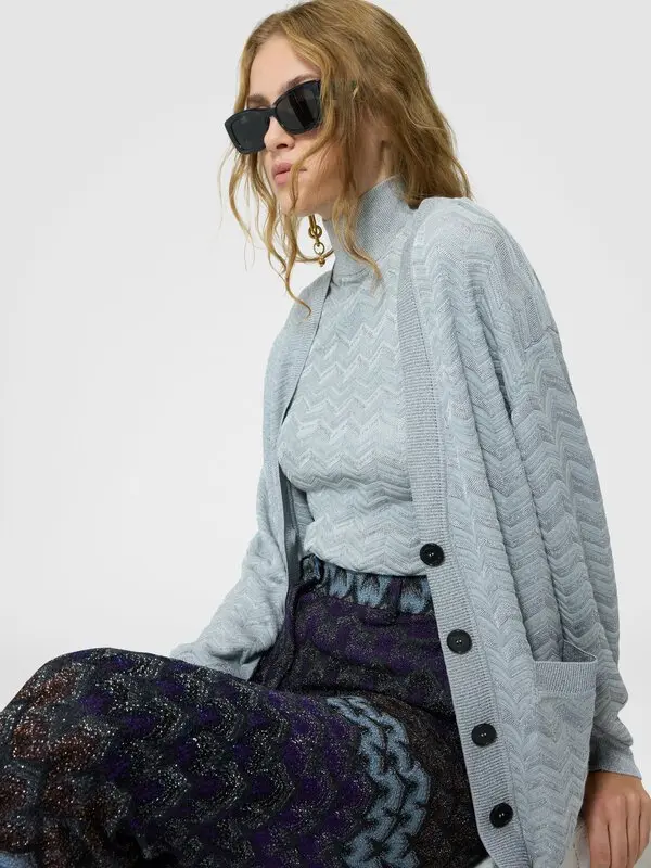 Missoni Oversized Viscose And Cotton Lamé Chevron Cardigan