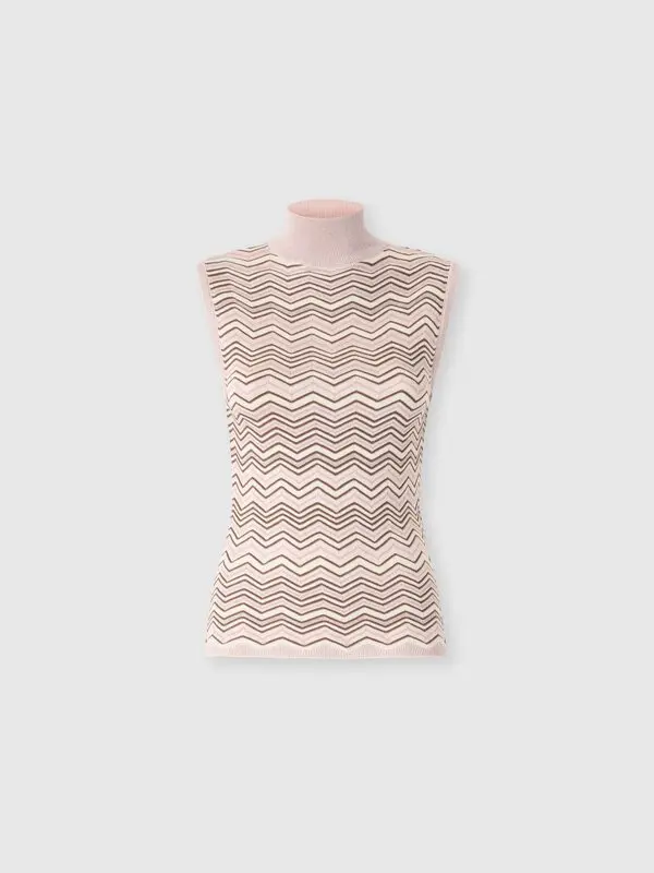 Missoni Sleeveless Viscose And Cotton Lamé Chevron Top