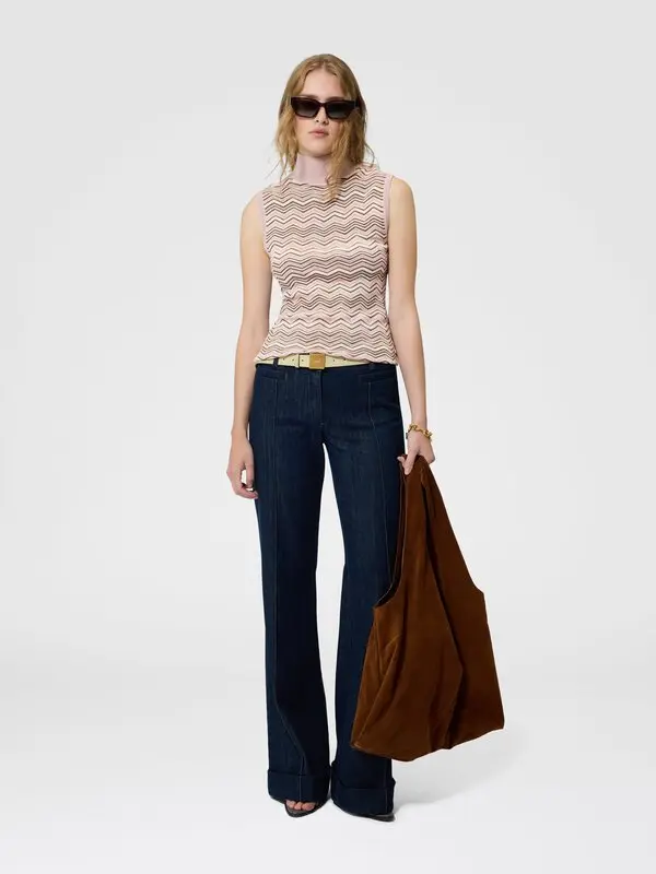 Missoni Sleeveless Viscose And Cotton Lamé Chevron Top