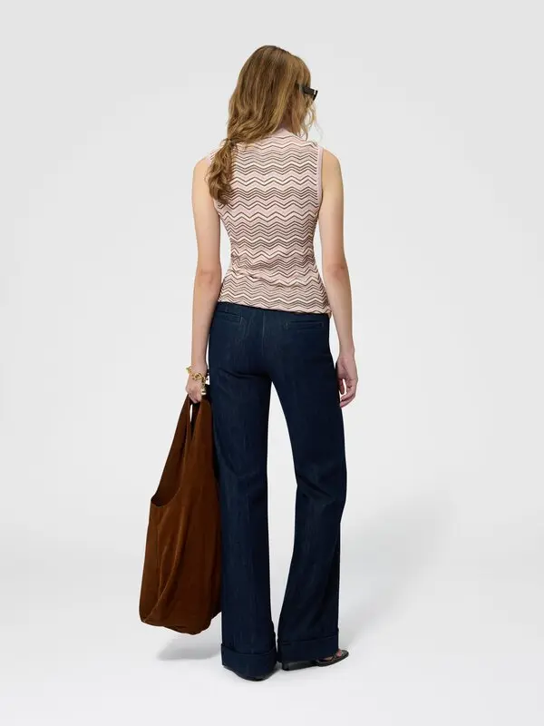 Missoni Sleeveless Viscose And Cotton Lamé Chevron Top