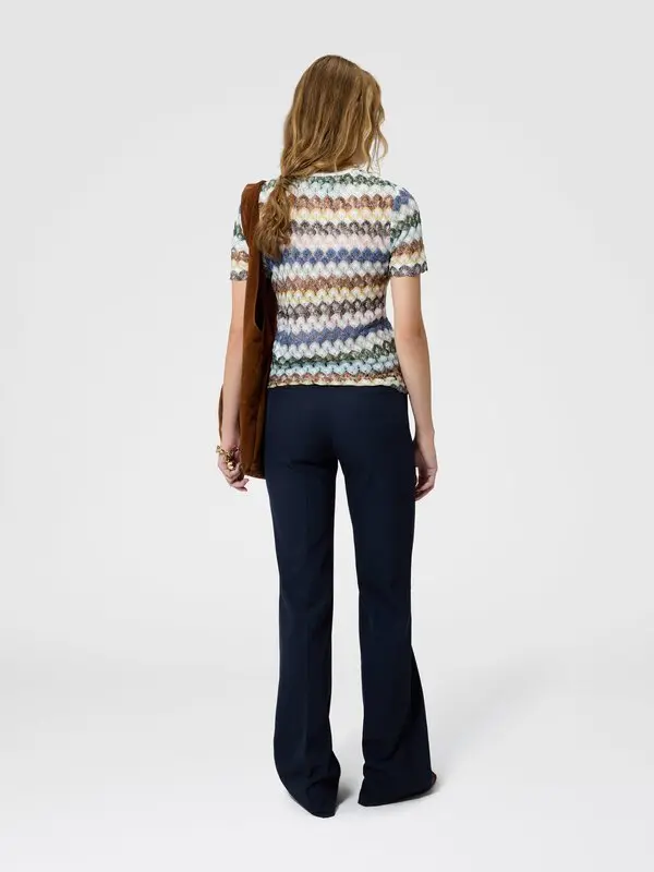 Missoni Short-sleeve Viscose Lamé Top With Lace Motif