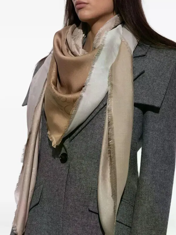 FERRAGAMO Jacquard Frayed Scarf