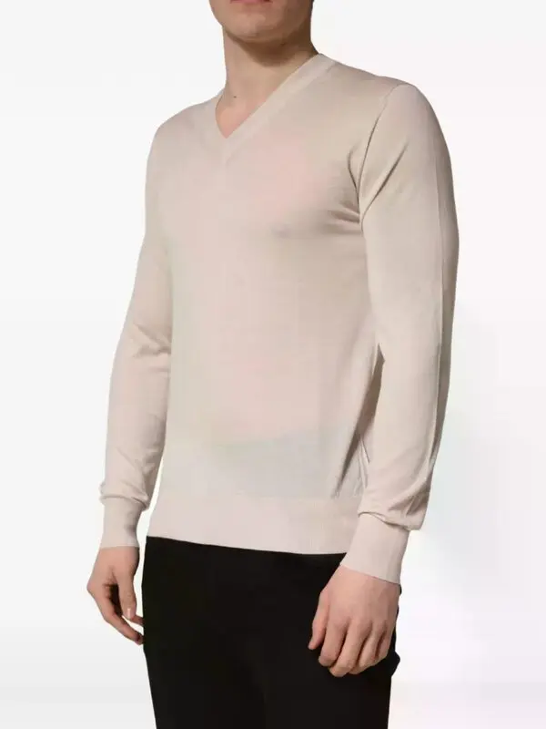 Dolce & Gabbana Beige Cashmere V-neck Pullover Sweater