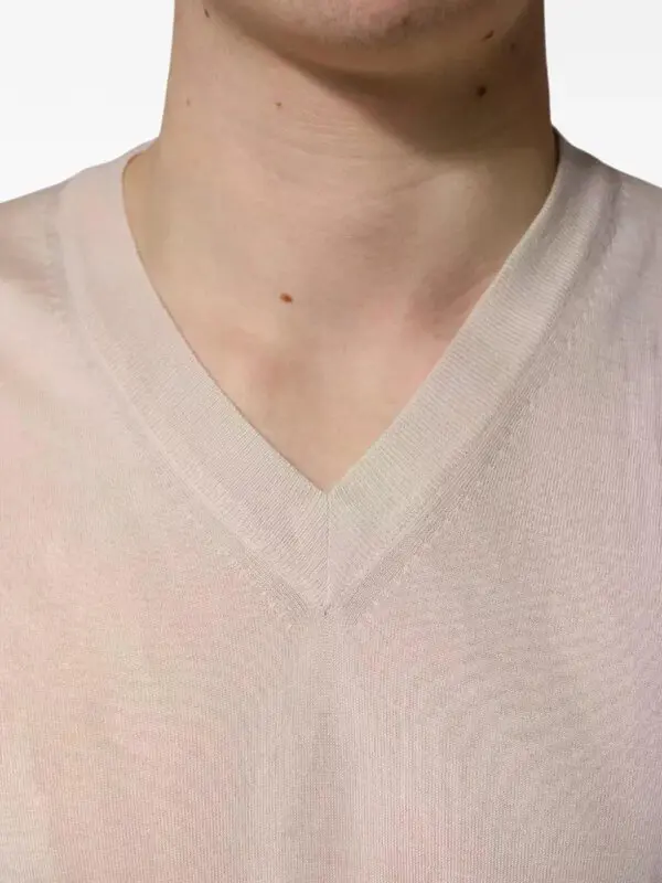 Dolce & Gabbana Beige Cashmere V-neck Pullover Sweater