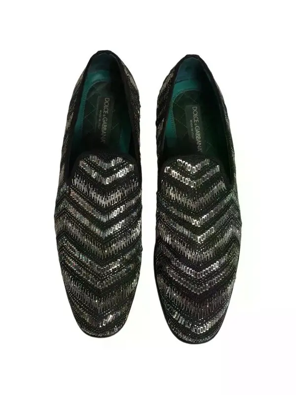 Dolce & Gabbana Bead-embellished Chevron Loafers