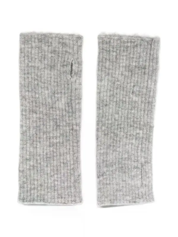 Patrizia Pepe Ribbed-knit Fly-embroidered Gloves - Grey