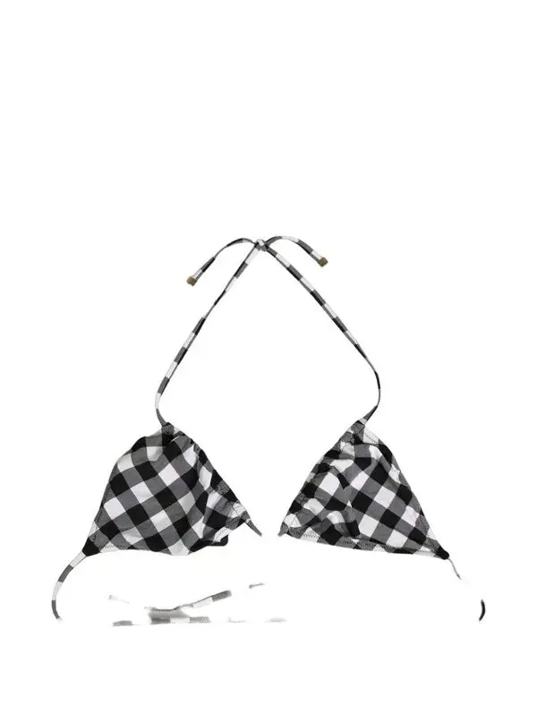 Dolce & Gabbana Gingham-check Halterneck Bikini Top - Black