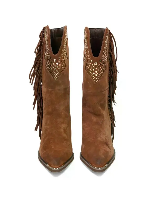 ALMA EN PENA Fringed Stud-embellished Boots