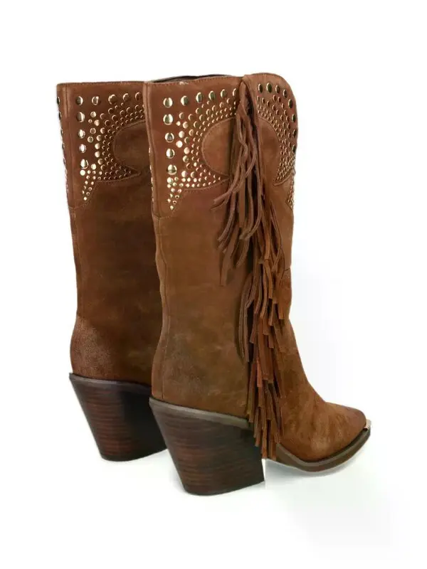 ALMA EN PENA Fringed Stud-embellished Boots