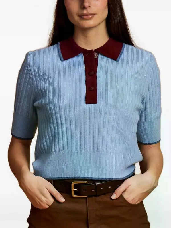 LA MARTINA Eugenie Ribbed-knit Polo Top