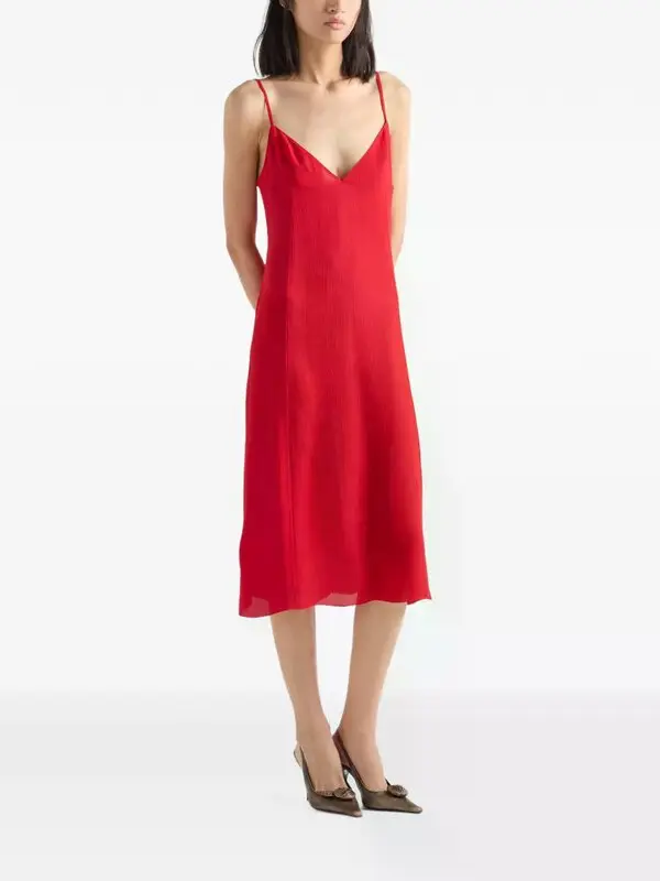 Prada Embroidered Triple-chiffon Slip Dress