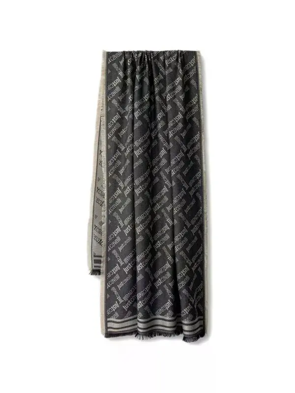 Just Cavalli Logo-print Frayed Scarf