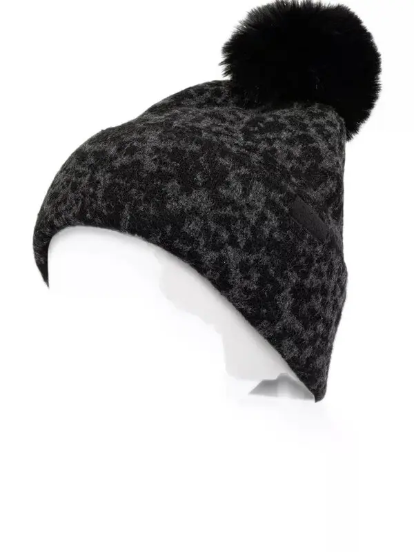 Dkny Leopard-pattern Pompom Beanie Hat