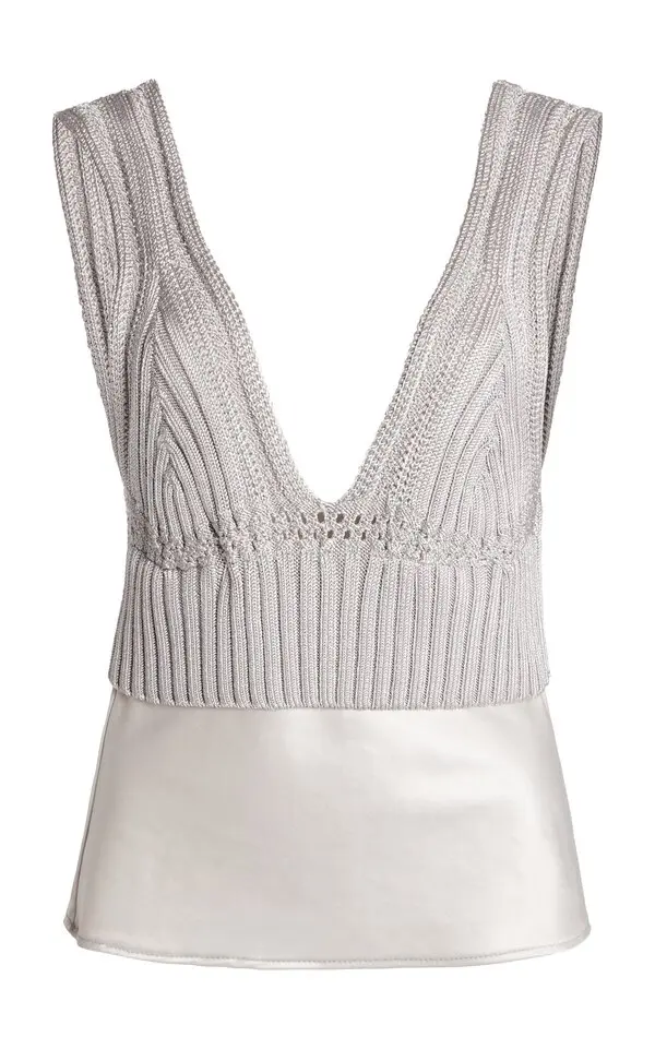 Christopher Esber Vesta Monument Satin Cami Top - Silver