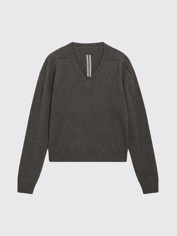 Rick Owens V-neck Wool And Cashmere Sweater With Ribbed Trims