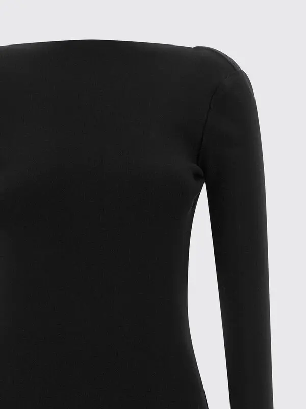 Rick Owens Long Sheath Jersey Dress With Ruffles And Front Slit