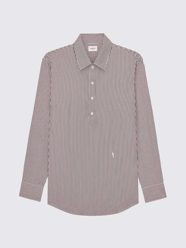 Saint Laurent Striped Cotton Poplin Shirt With Monogram