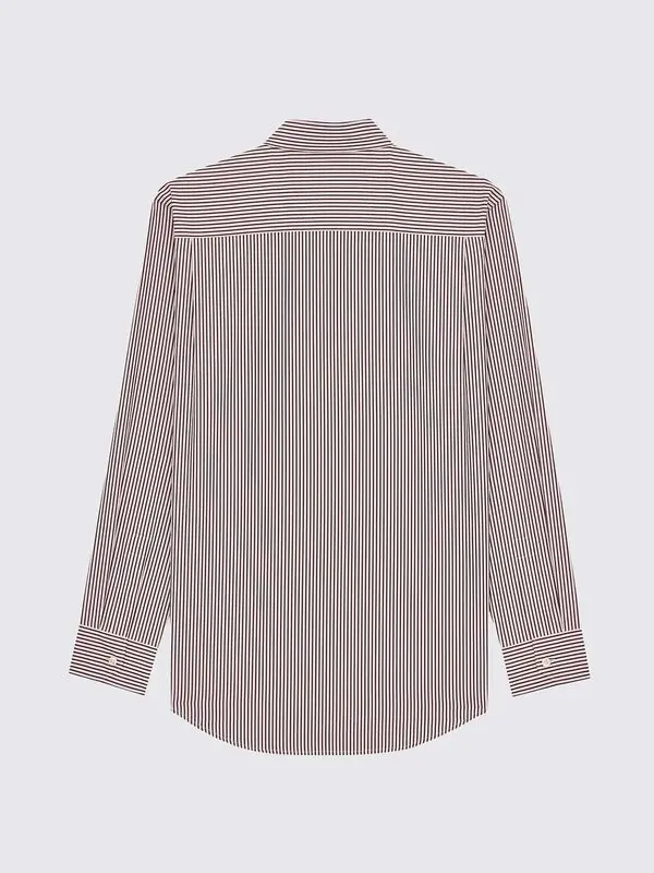 Saint Laurent Striped Cotton Poplin Shirt With Monogram