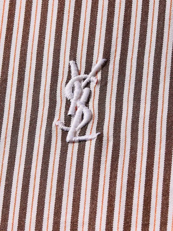 Saint Laurent Striped Cotton Poplin Shirt With Monogram