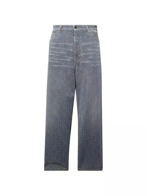 Balenciaga Denim Stitch Baggy Jeans In Dark - Blue