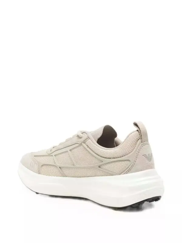 Emporio Armani Mesh-panelled Suede-trim Sneakers