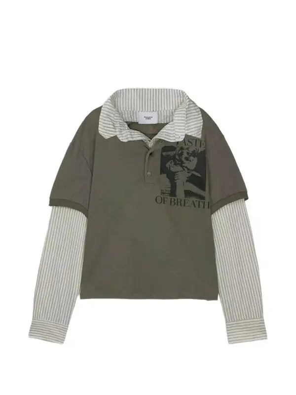 PROTOCOL INDEX Layered Graphic-print Polo Shirt