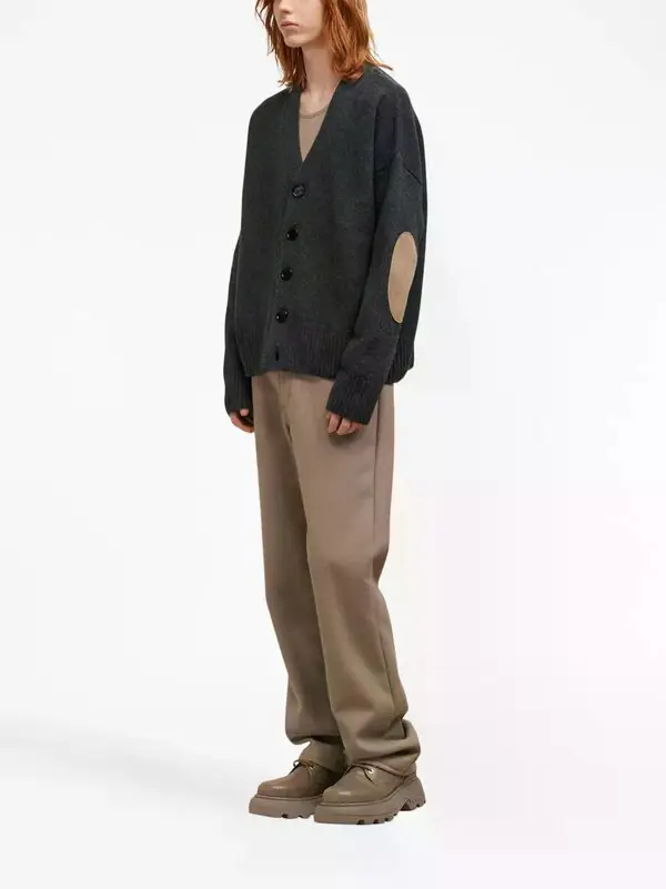 AMI Paris V-neck Elbow Patches Cardigan