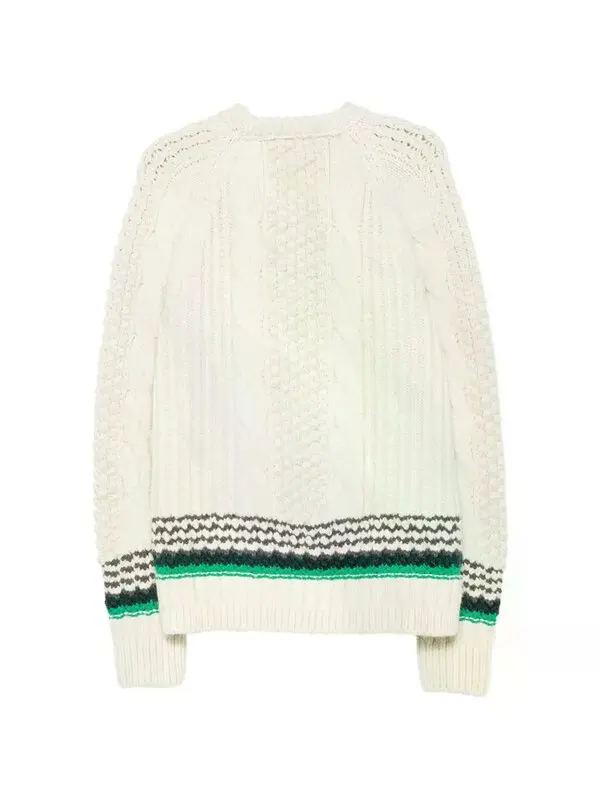 Lacoste Cable-knit Logo-embroidered Sweater - Neutrals