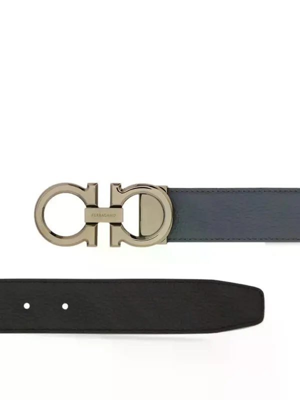FERRAGAMO Reversible And Adjustable Gancini Belt - Blue