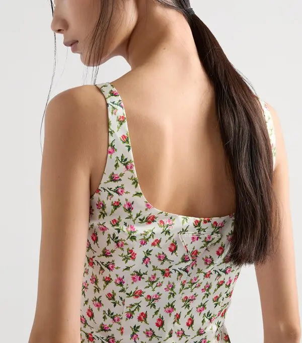 Prada Silk Duchess Floral Midi Dress