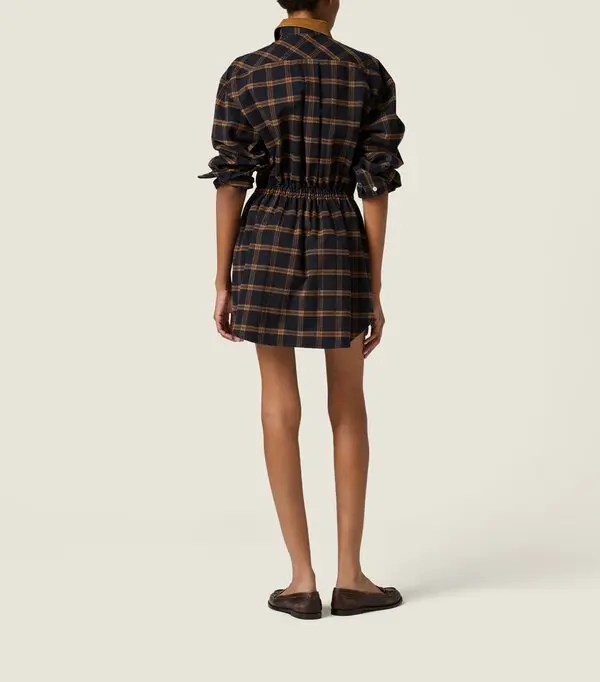 Miu Miu Flannel Check Mini Shirt Dress