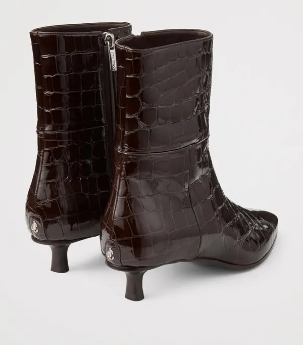 JIMMY CHOO Lory 35 Croc-embossed Leather Ankle Boots