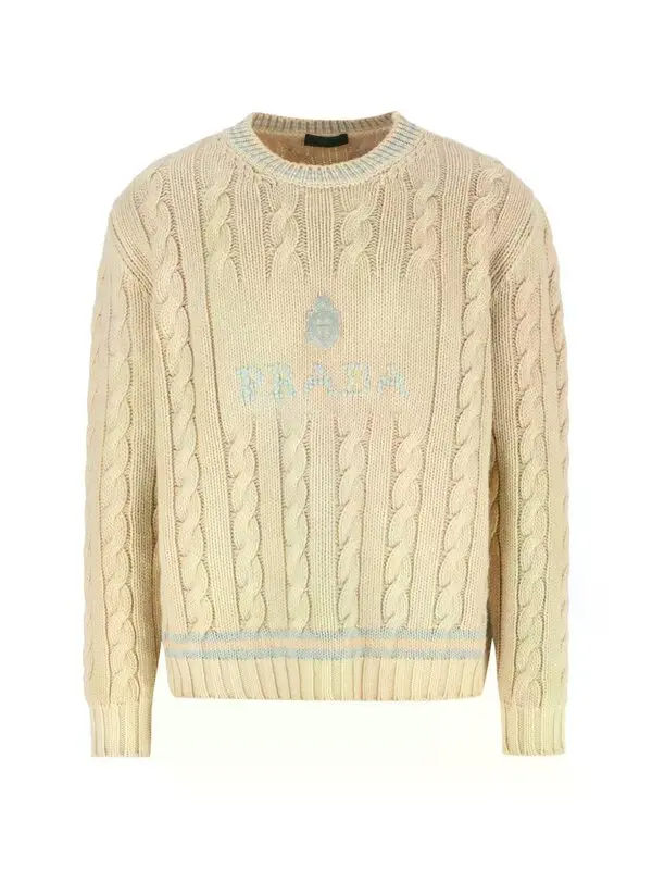 Prada Cable-knit Logo-embroidered Sweater