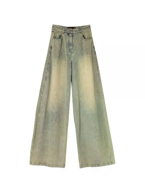 HUI MILANO Faded Wide-leg Jeans - Blue