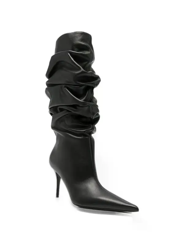 Amina Muaddi Ruched Pointed-toe Boots