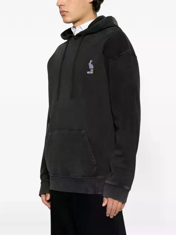 Moschino Rabbit-embroidered Faded Hoodie - Black