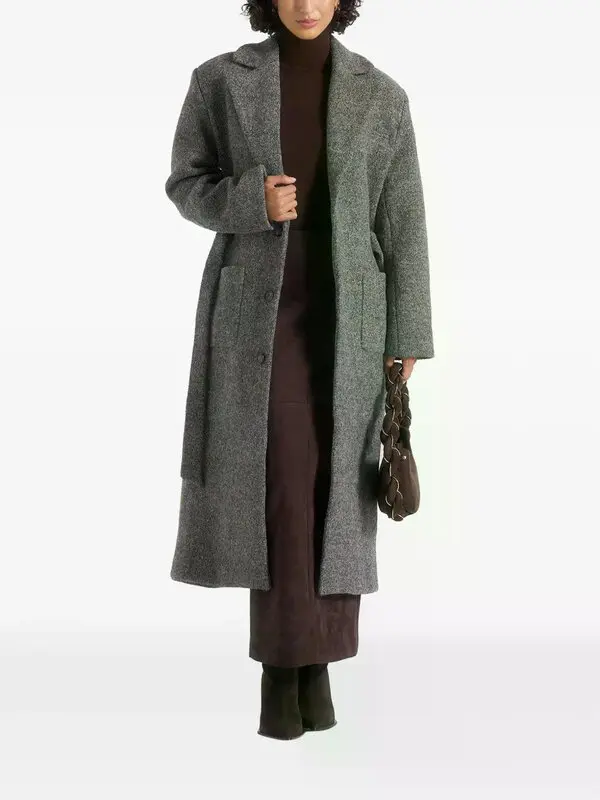 Manière De Voir Jena In Wide-shoulder Wool Coat With Cinch Belt