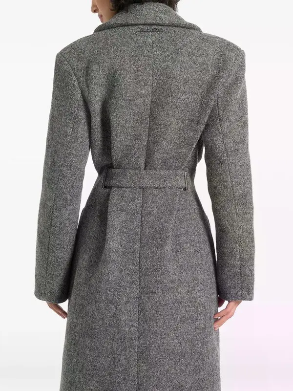 Manière De Voir Jena In Wide-shoulder Wool Coat With Cinch Belt
