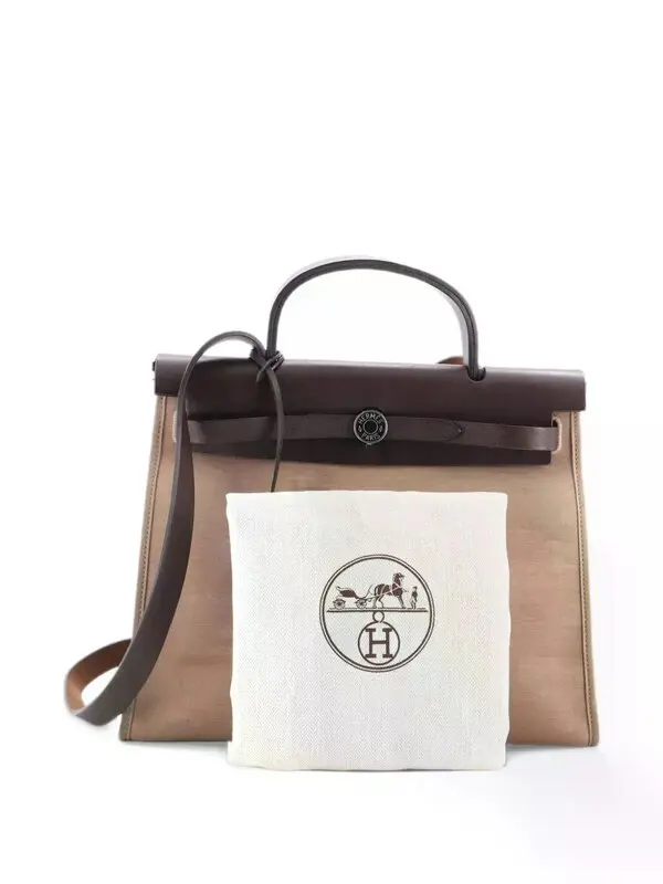 Hermès Herbag Zip Leather And Toile 31 Shoulder Bag