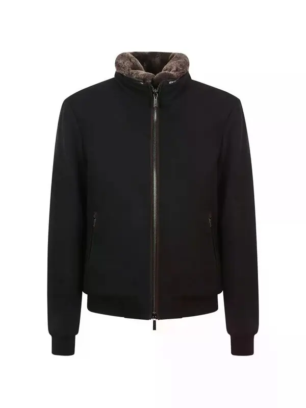 MOORER Fur-collar Bomber Jacket